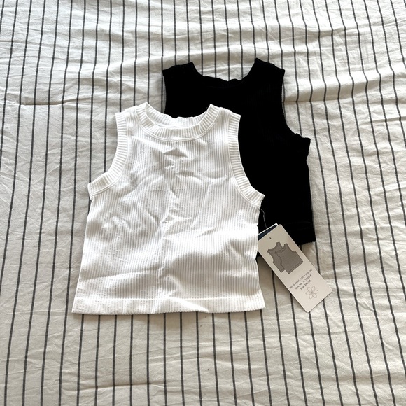 Tops | Basic Crop Tanks Black And White Set | Poshmark